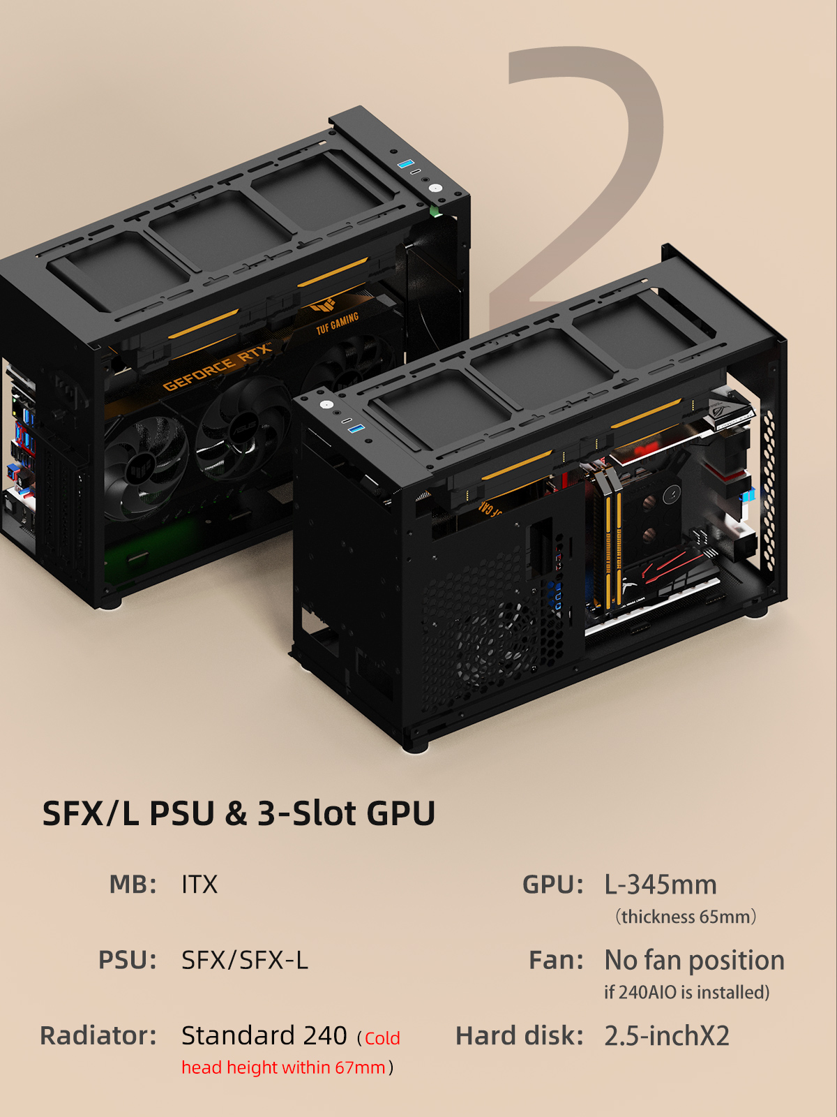 iF13 13.5L Portable 240AIO ATX PSU A4 Structure Mini ITX Chassis PC ...
