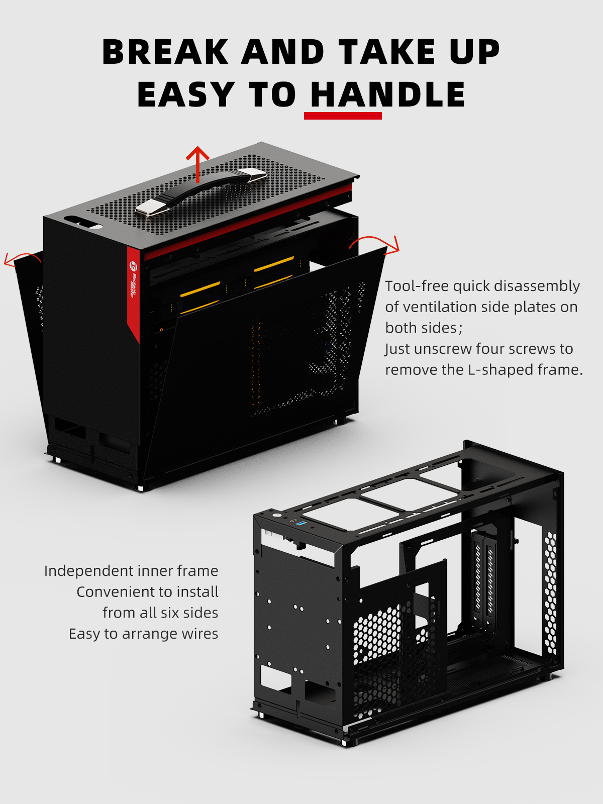 iF13 13.5L Portable 240AIO ATX PSU A4 Structure Mini ITX Chassis PC ...