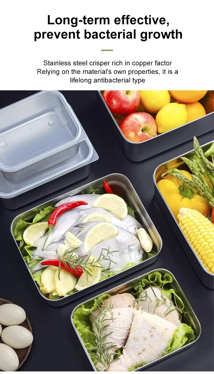 304 Stainless food container Food storage box Freezer container ref ...