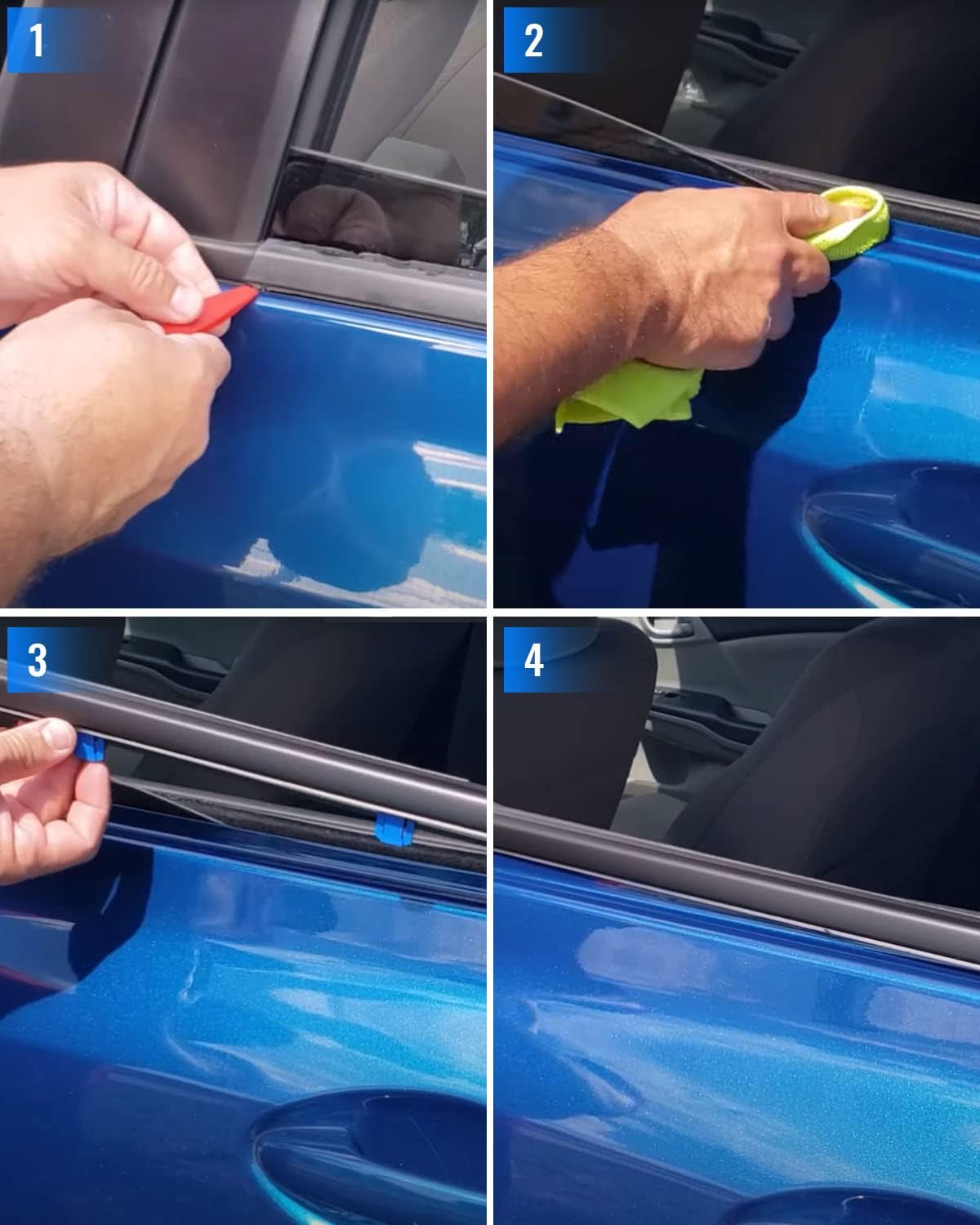 Civic Weatherstrip 4PCS Weather Strip Plastic Trim Car Outside Window ...