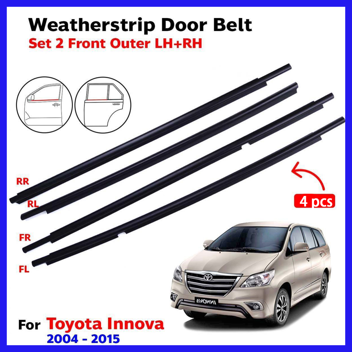 4PCS Weather Strip Car Door Window Weatherstrips Trim Belt Outer ...