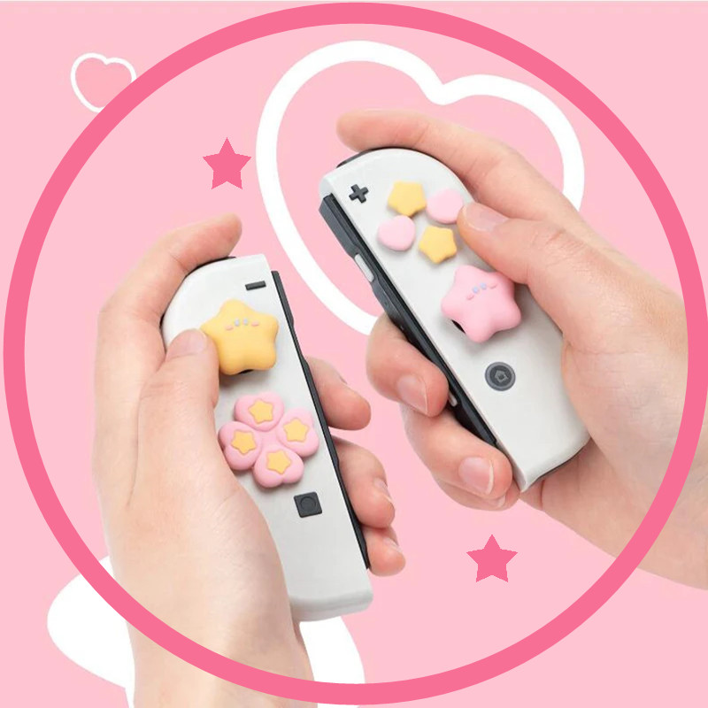 Pink Silicone Soft D-pad Cross Button ABXY Key Sticker Skin Case For ...