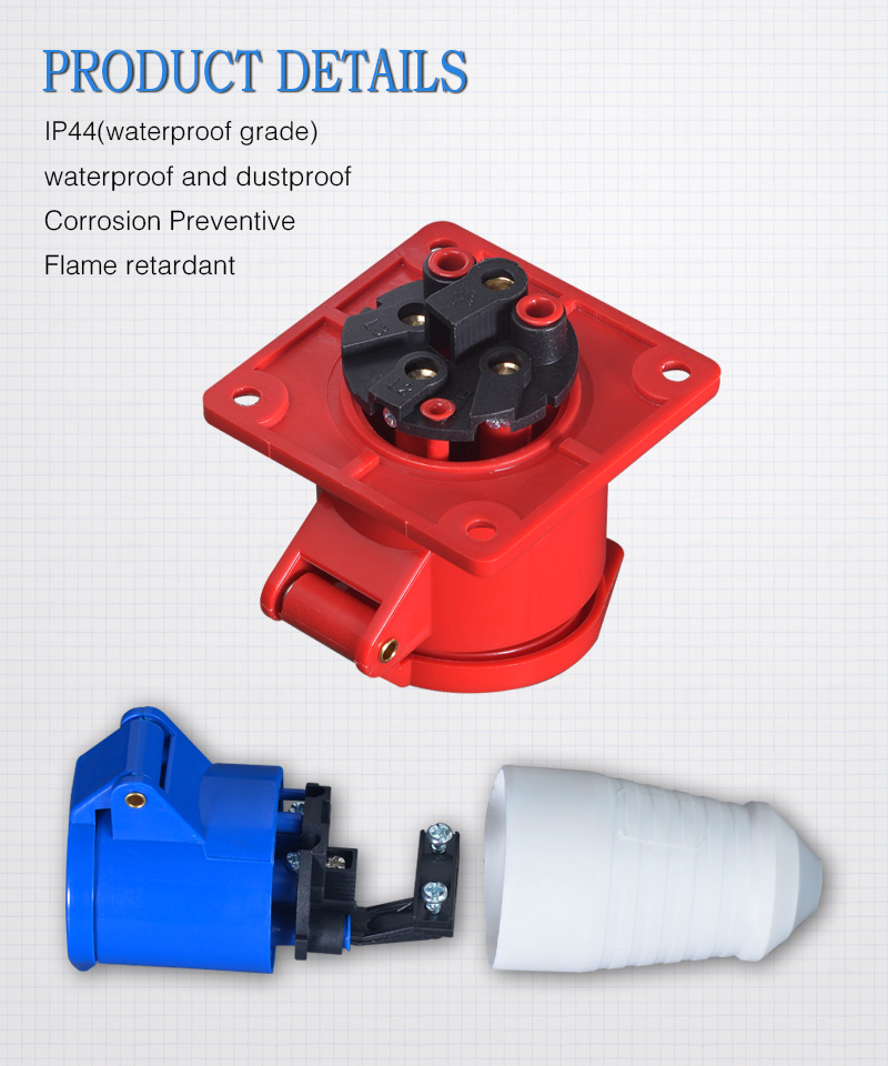 16A 3pin 4pin 5pin Industrial Plug Inudstrial Connector Coupler Panel Socket Straight&Oblique ...