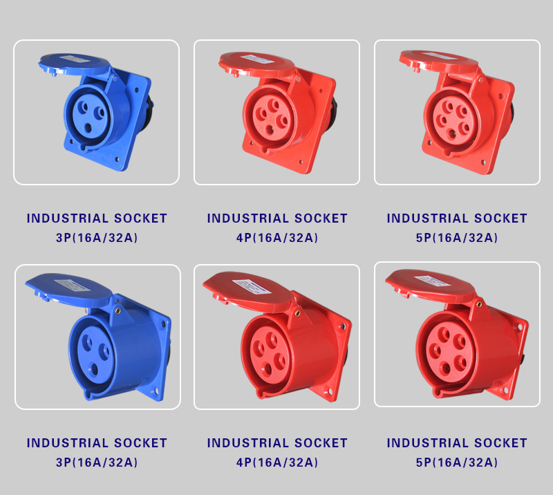 16A 3pin 4pin 5pin Industrial Plug Inudstrial Connector Coupler Panel ...