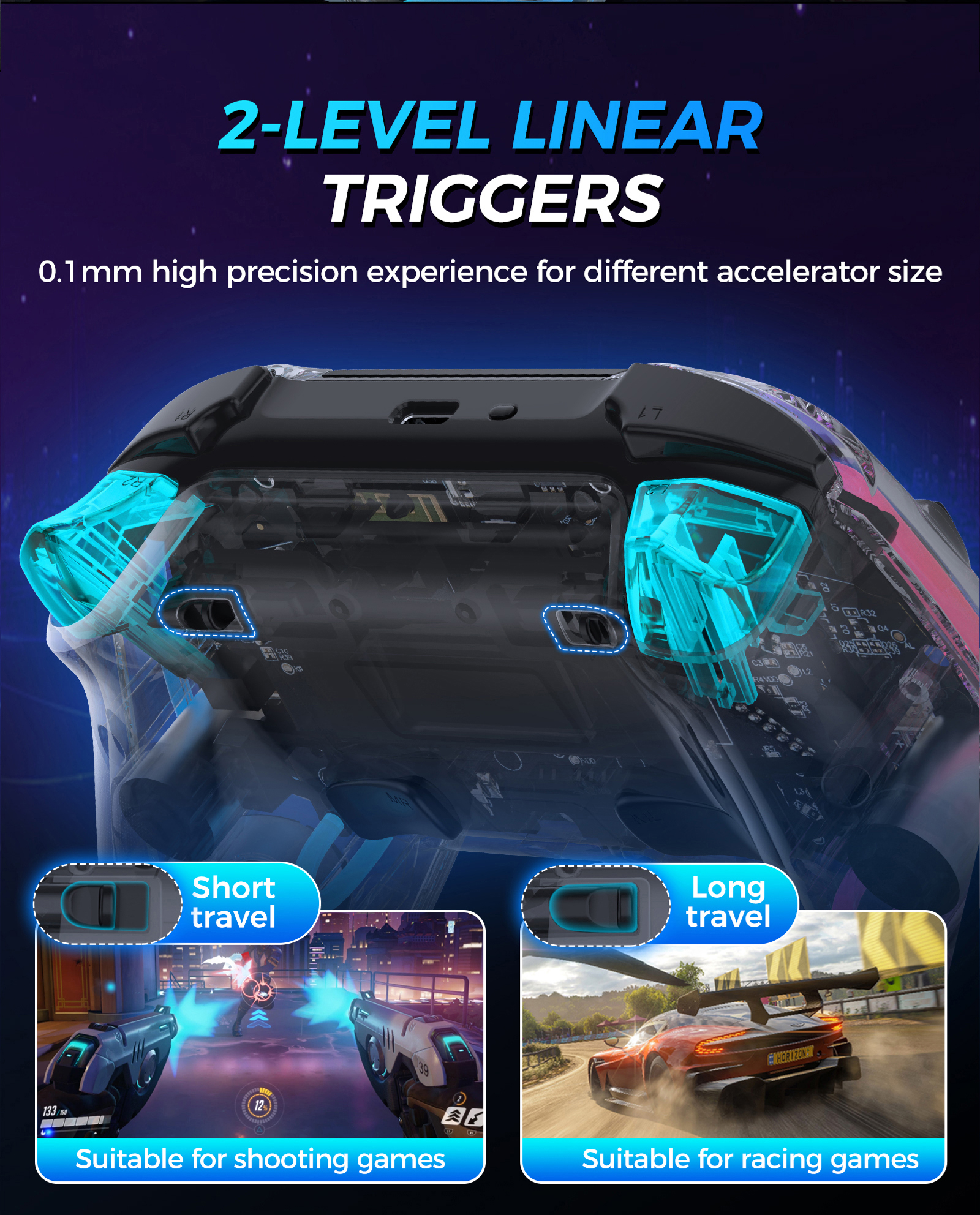 IINE Bastet Wireless Transparent Controller for PS4/Switch/PC/Android ...