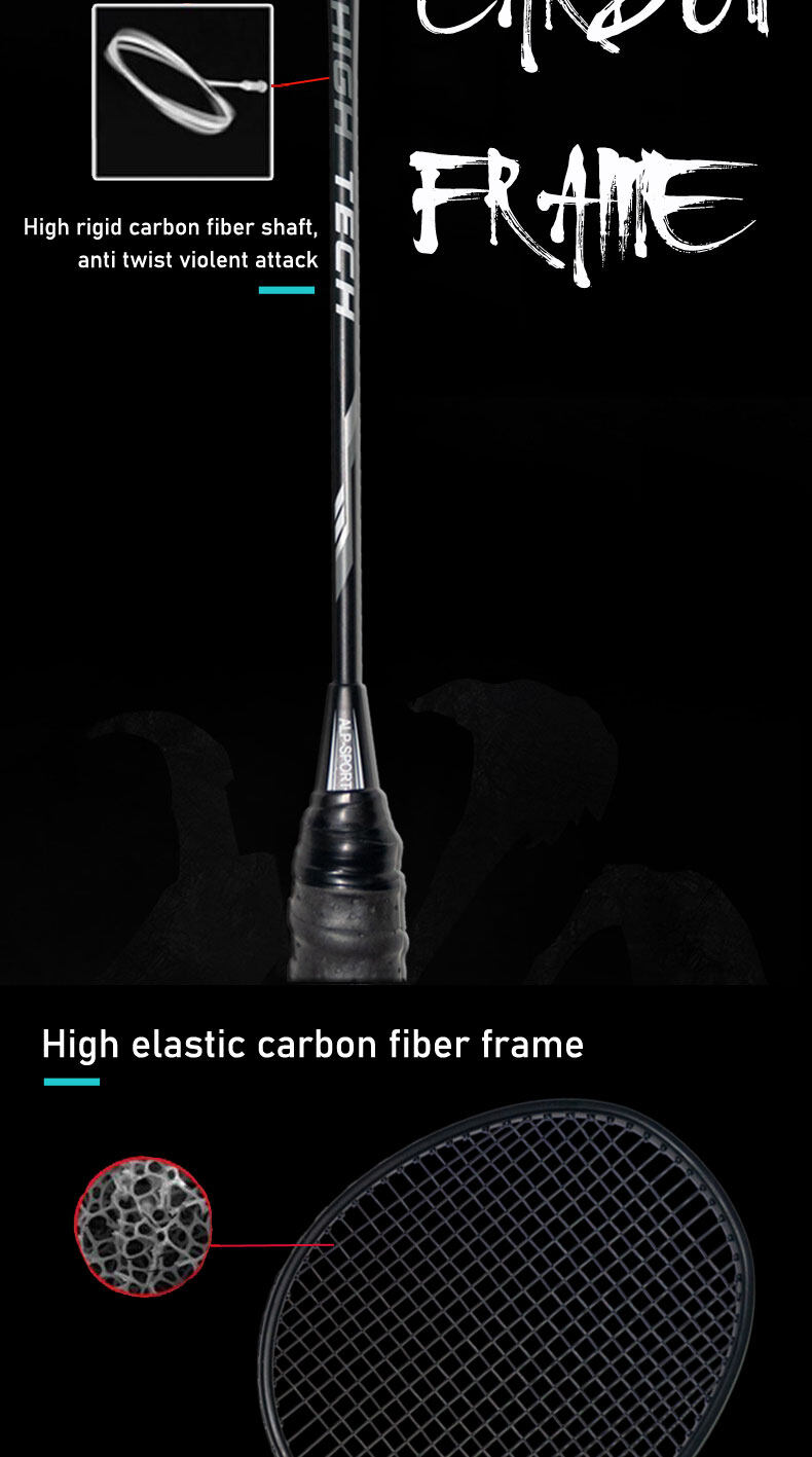 ALPSPORT RR 4U 22LBS G5 Black Badminton Racket Original Design Carbon ...