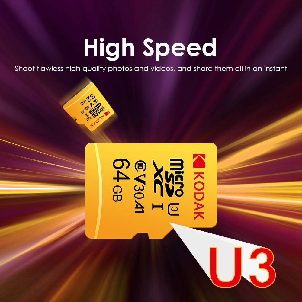 KODAK Red MicroSD Card 32GB-256GB, Class 10 U3, 4K High-Speed TF Memory ...