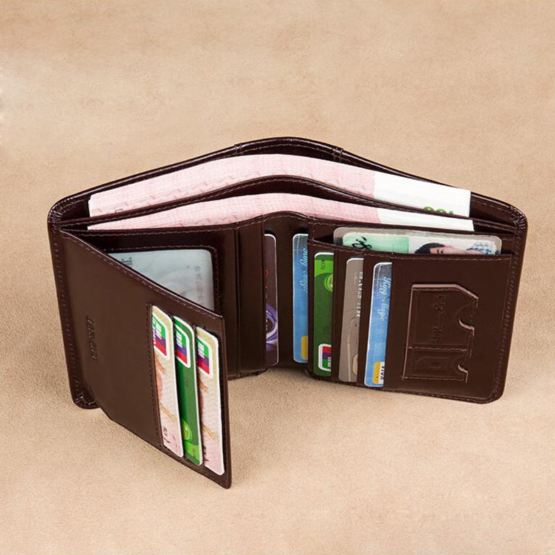 BANYANU Anti RFID Card Holder Genuine Leather Wallet Men Fashion Small ...