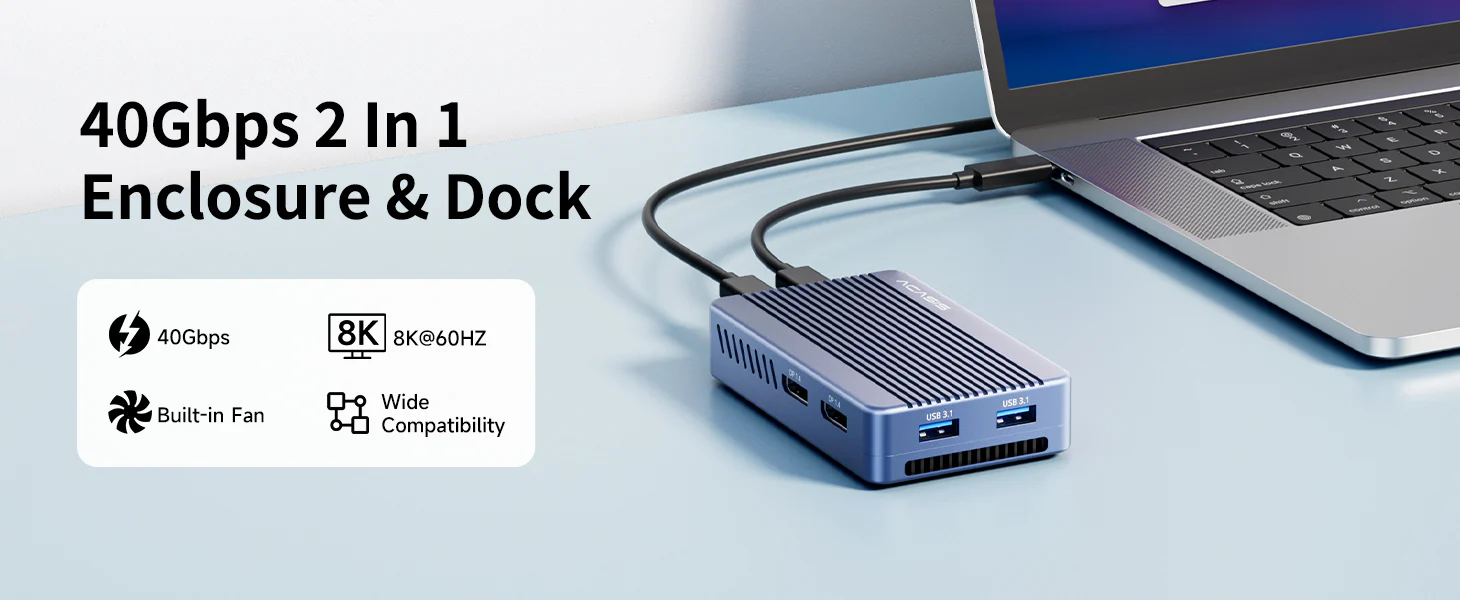 ACASIS Thunderbolt4 Enclosure Docking Station M.2 NVME SSD Hard Disk ...