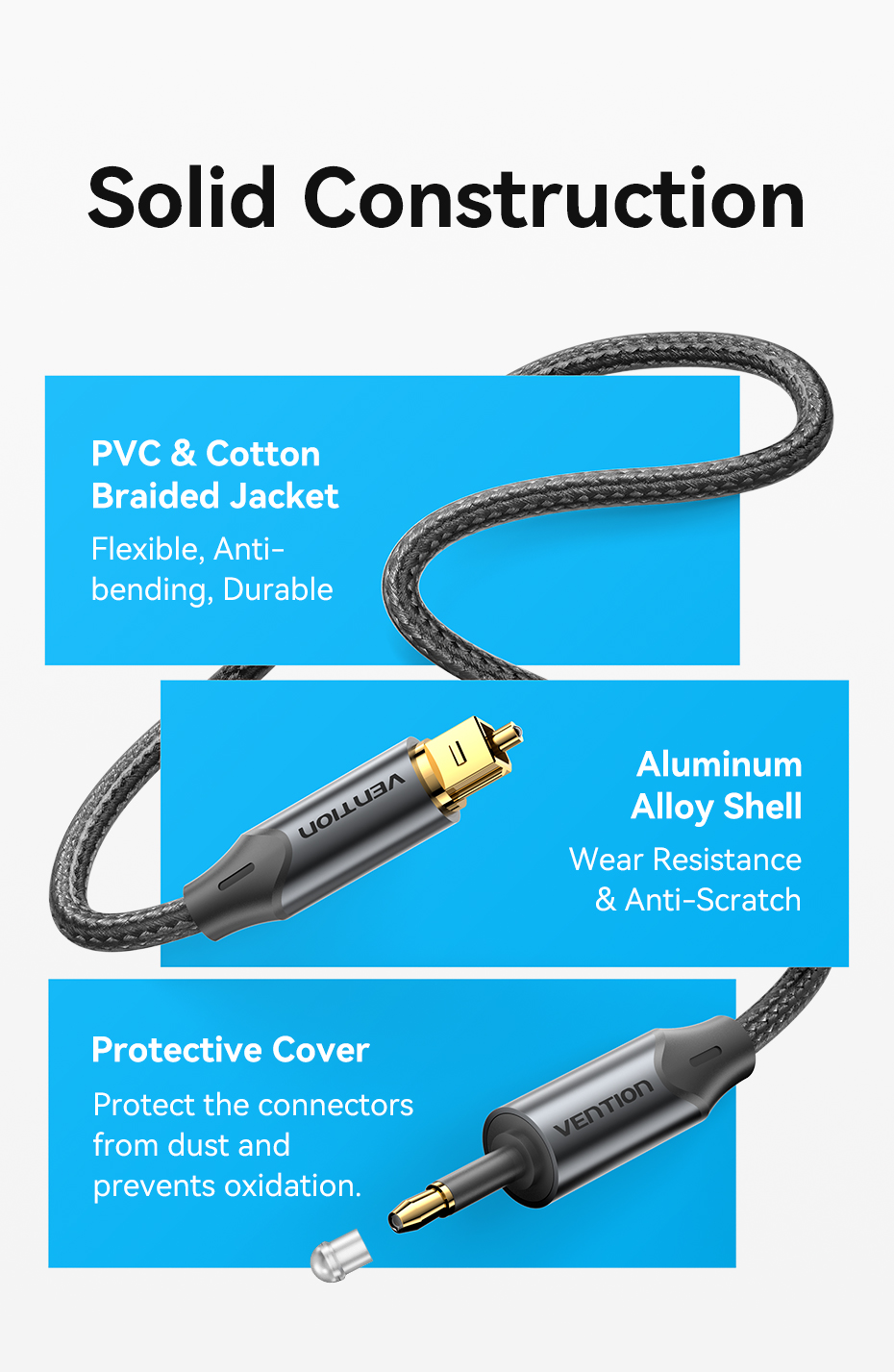 Vention Optical fiber square port to 3.5mm optical fiber round port ...