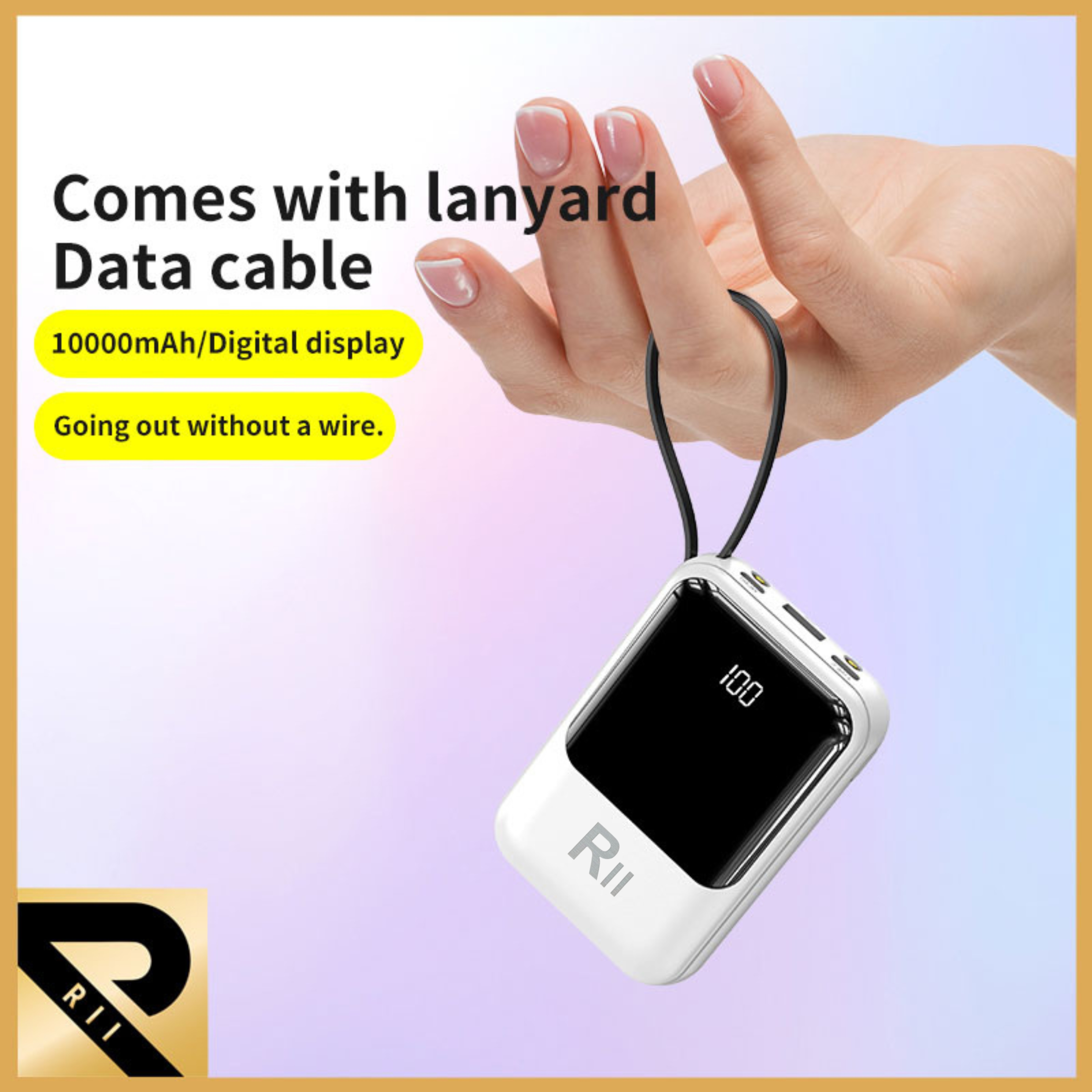 RII Mobile power bank 10000mAh large capacity 3 in 1 portable mini mobile powerbank with LED ...