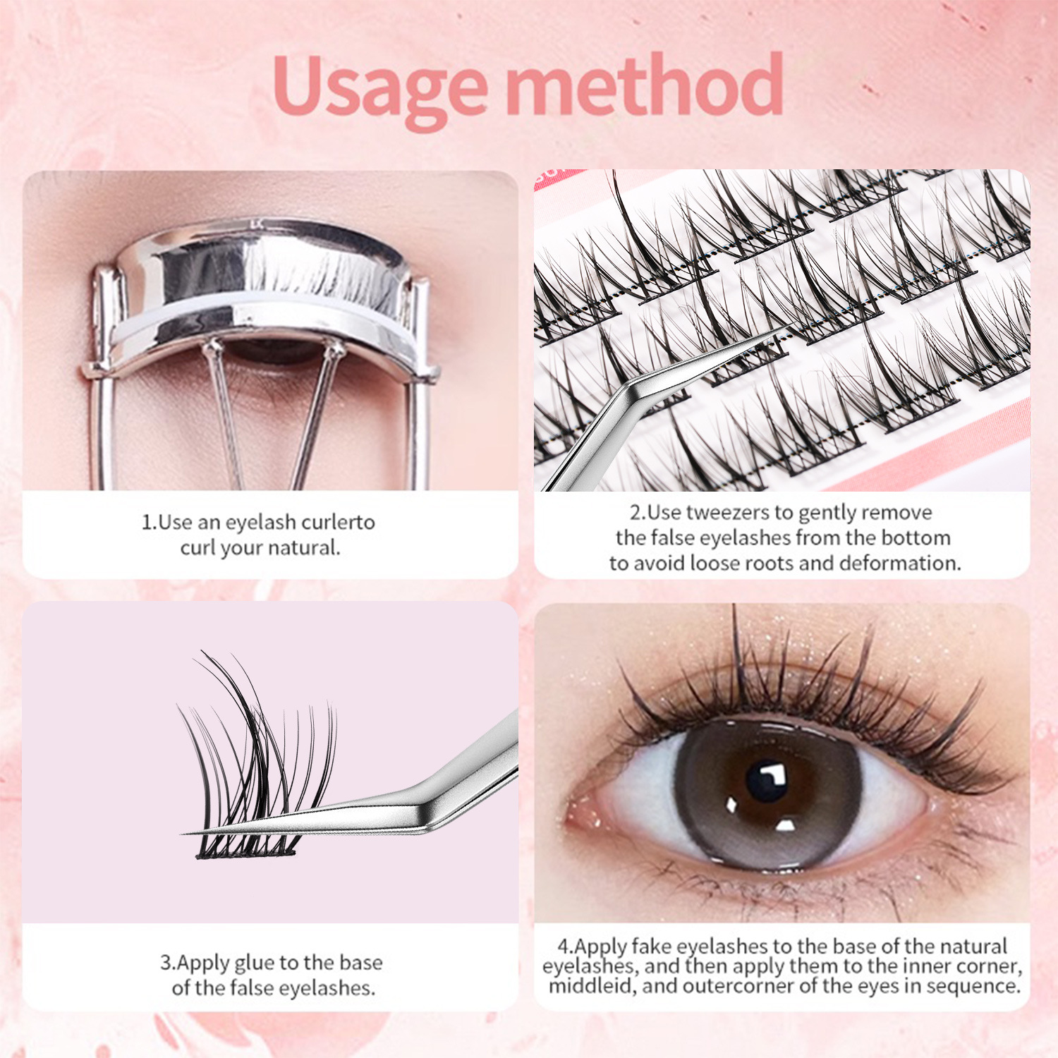 3D DIY Cluster Eyelashes Eyelash Extension Sun Flower Black Line ...
