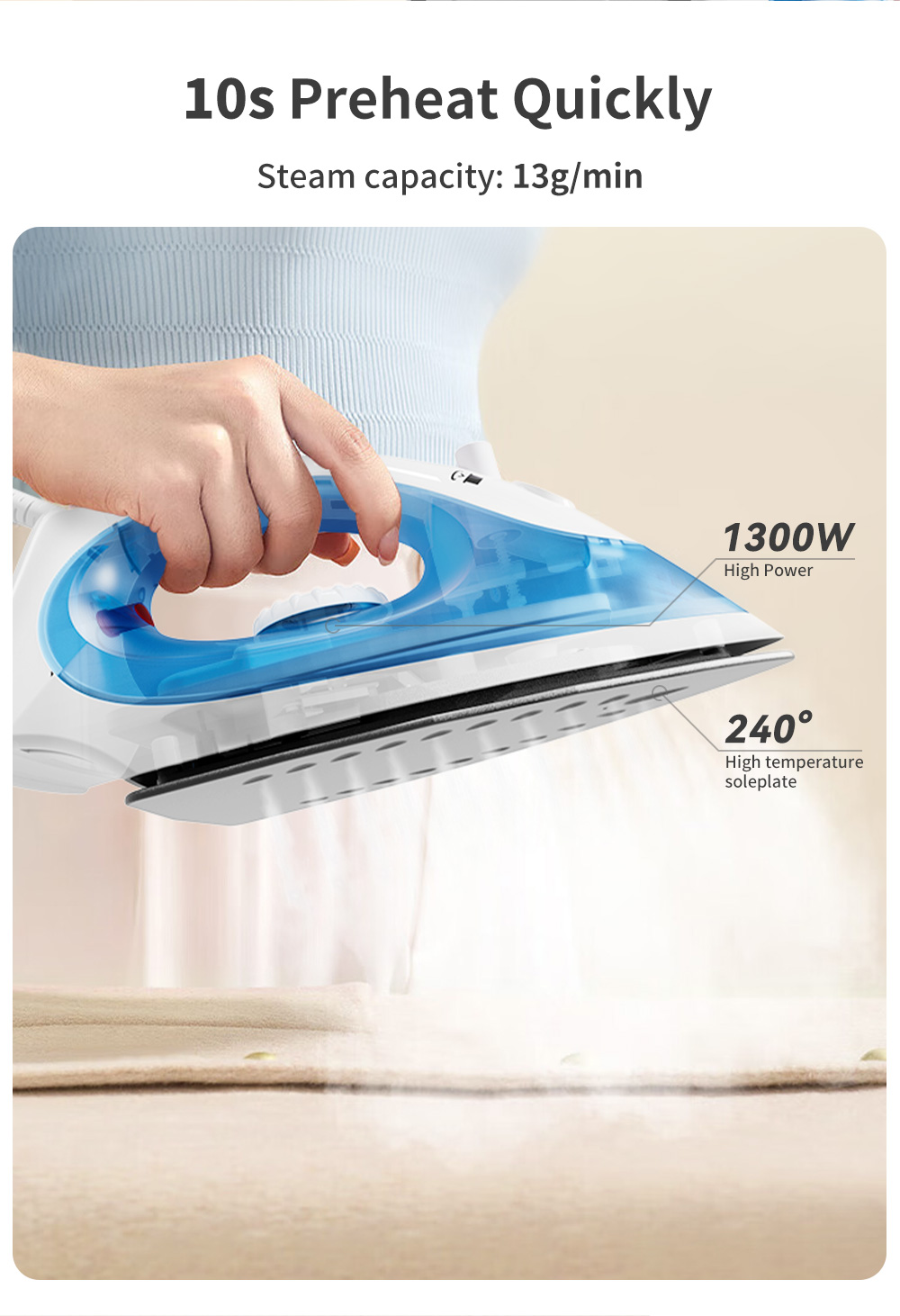 Simplus 2 in 1 Dry & Steam Iron 1300W Garment Steamer Flat Iron ...