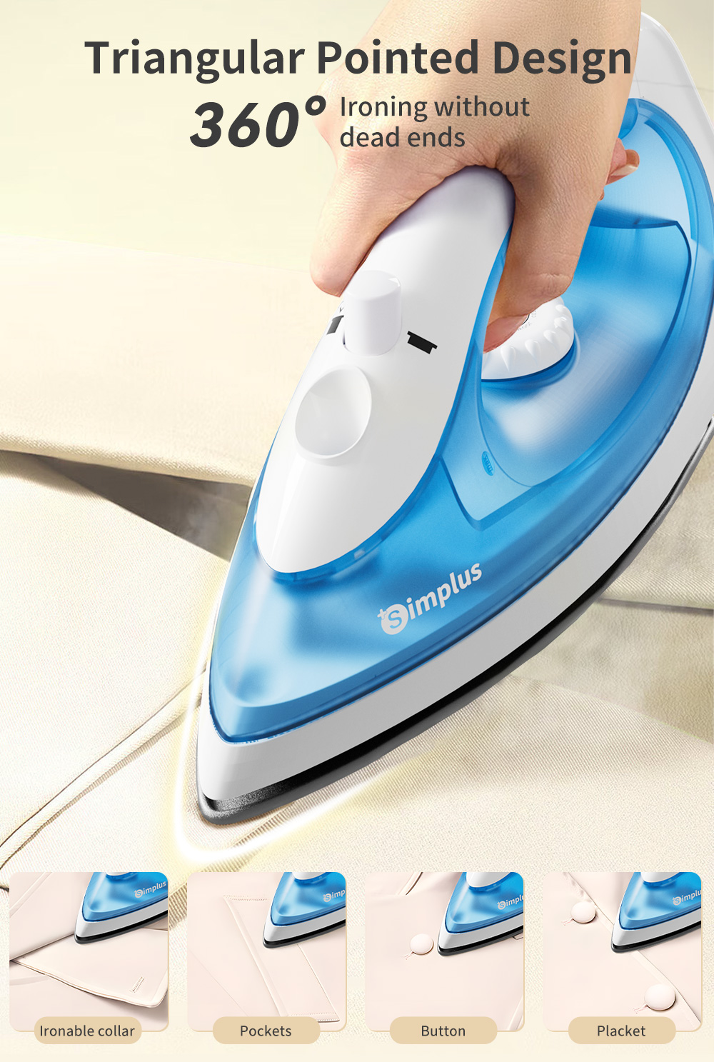 Simplus 2 in 1 Dry & Steam Iron 1300W Garment Steamer Flat Iron ...