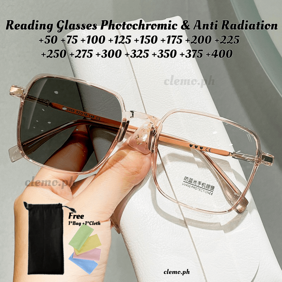 Reading Glasses for Woman with Grade Photochromic Anti Radiation +50 ...