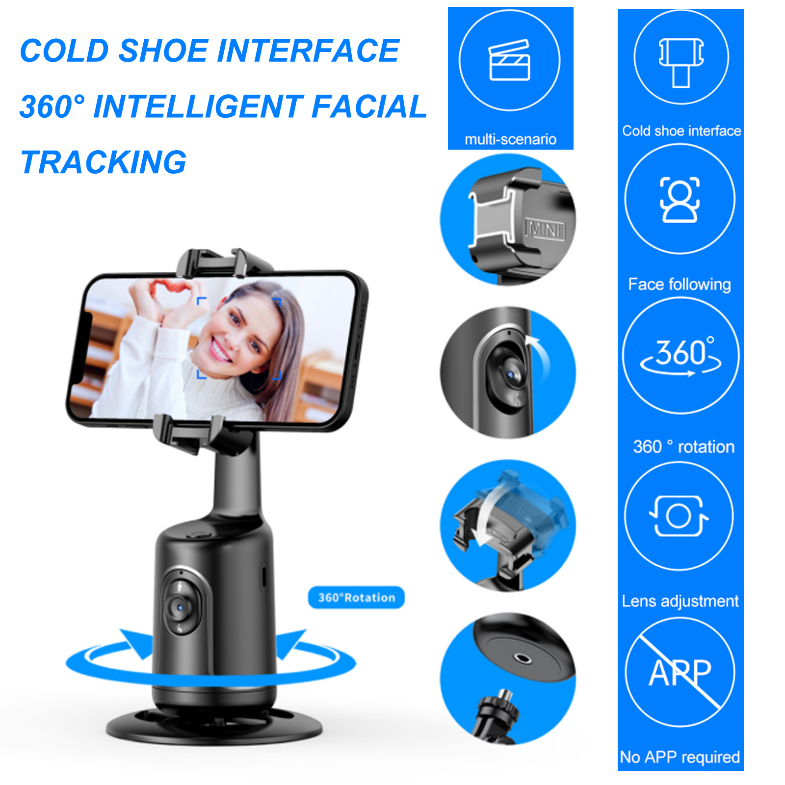 P01 PR0 AI Smart Gimbal 360° Auto Face with Remote Controls Auto Face Tracking rotation holder ...
