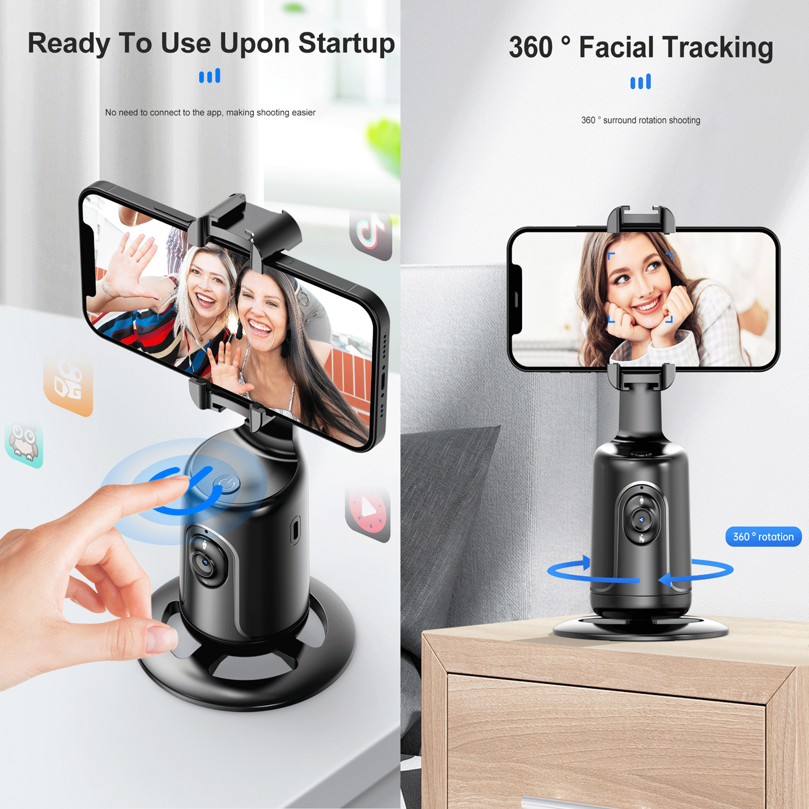 P01 PR0 AI Smart Gimbal 360° Auto Face with Remote Controls Auto Face ...