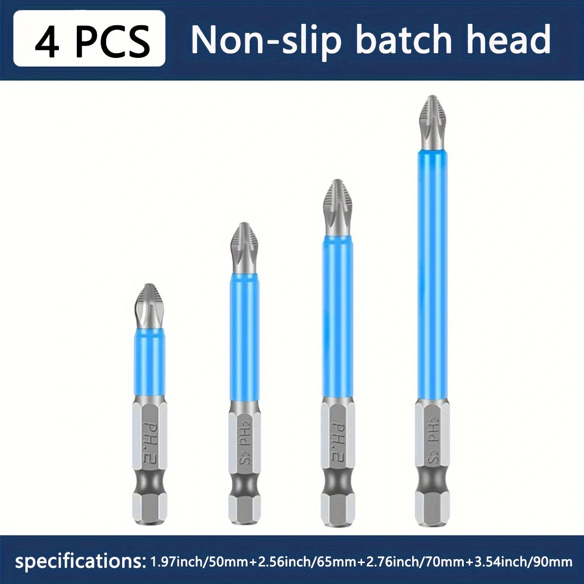High Hardness Impact Driver Bit Set Non-Slip Magnetic Phillips Head 4/5 ...