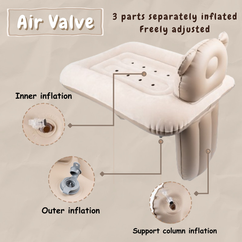 Inflatable Baby Car Bed Portable Toddler Travel Air Bed Reusable ...