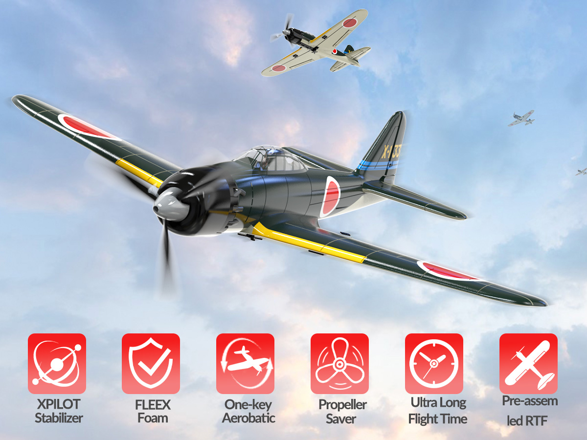 VOLANTEXRC RC Plane A6M Zero Remote Aircraft EPP 400mm Wingspan 2.4G 6 ...