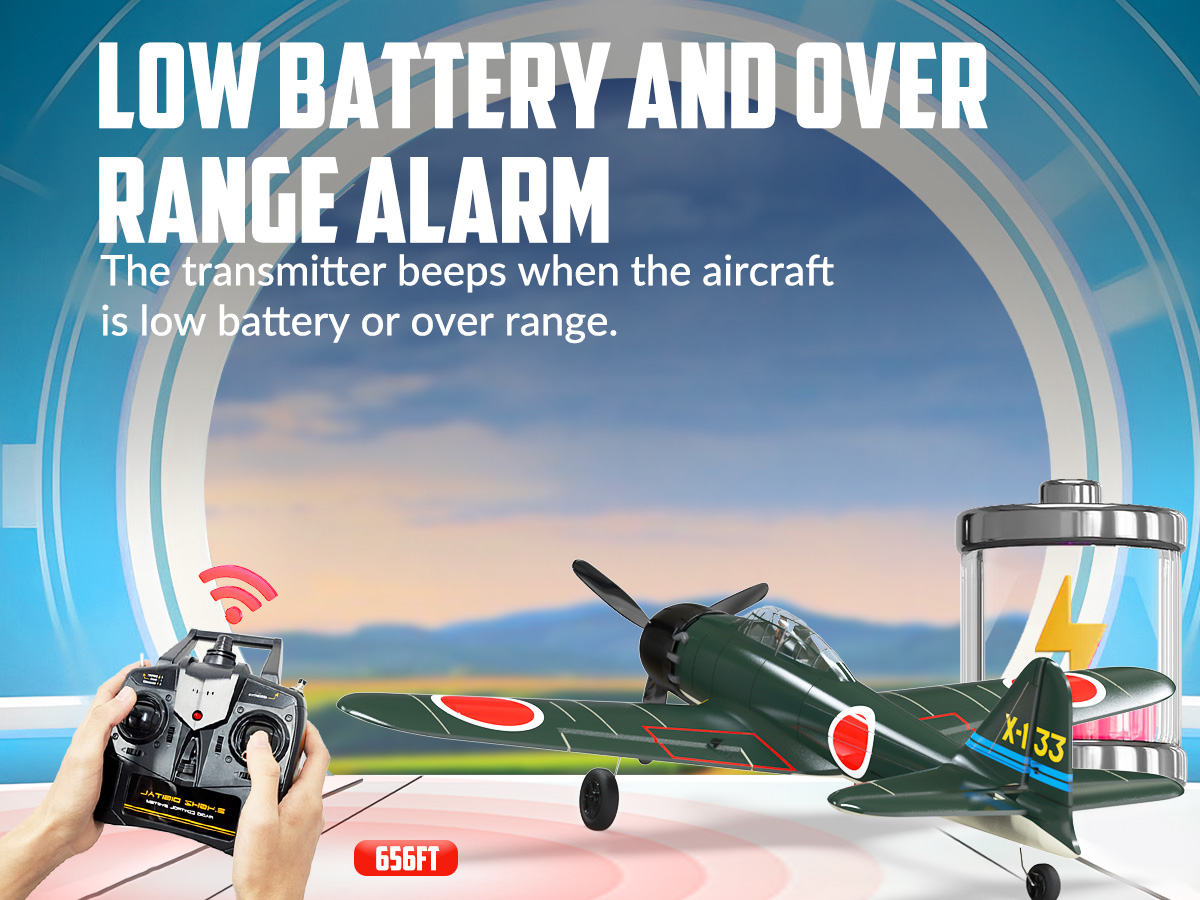 VOLANTEXRC RC Plane A6M Zero Remote Aircraft EPP 400mm Wingspan 2.4G 6 ...