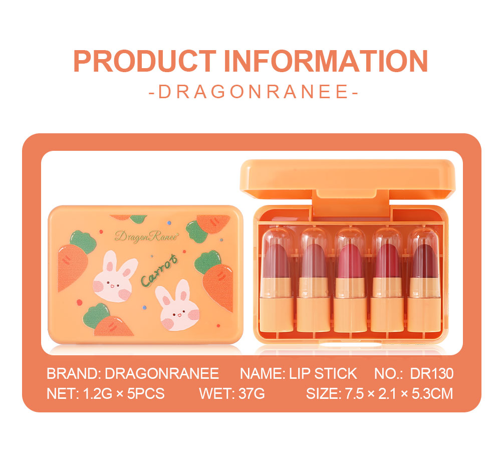 Five-piece Set Box Mini Small Lipstick Lip Gloss Cute Easy to Carry Non ...