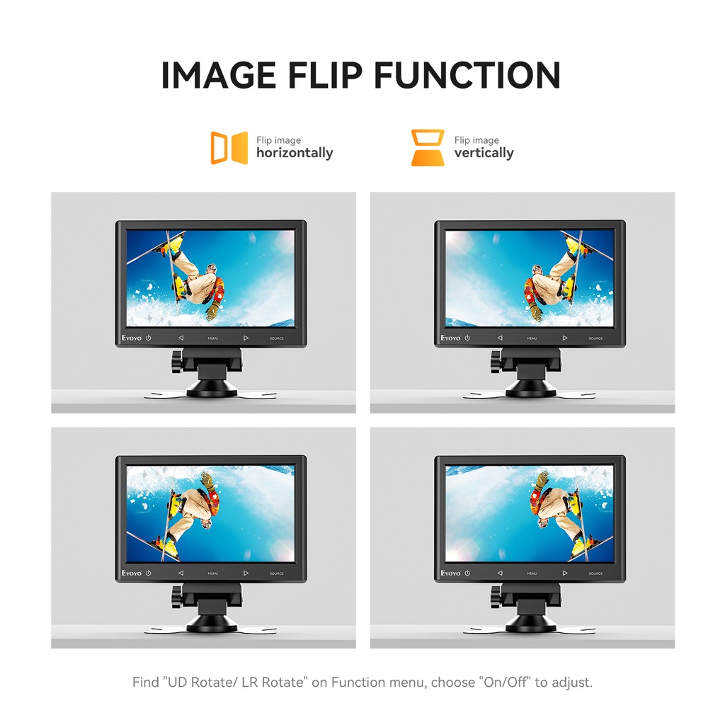 Eyoyo 7 inch/10 inch Monitor, 1024x600 Small IPS HDMI Monitor, HDMI VGA ...