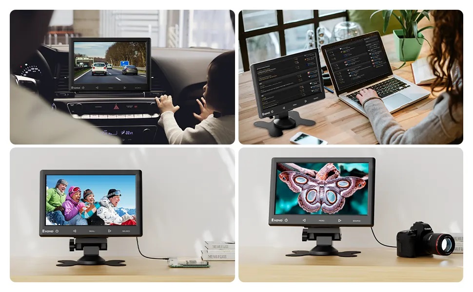 Eyoyo 7 inch/10 inch Monitor, 1024x600 Small IPS HDMI Monitor, HDMI VGA ...