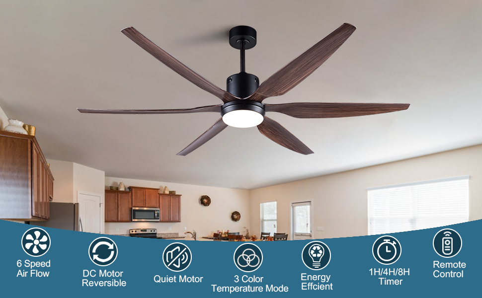 GOGEOUS 54/66 Inch Nordic Ceiling Fan With Light Big Size Remote ...