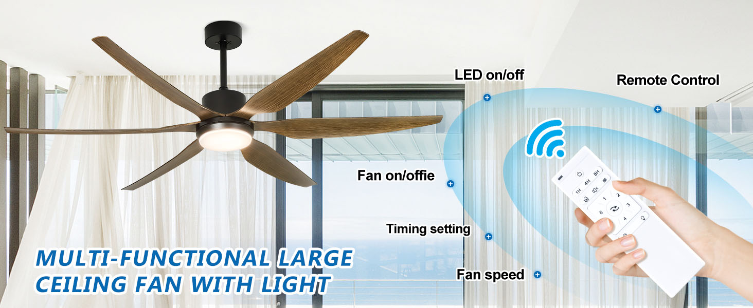 GOGEOUS 54/66 Inch Nordic Ceiling Fan With Light Big Size Remote ...
