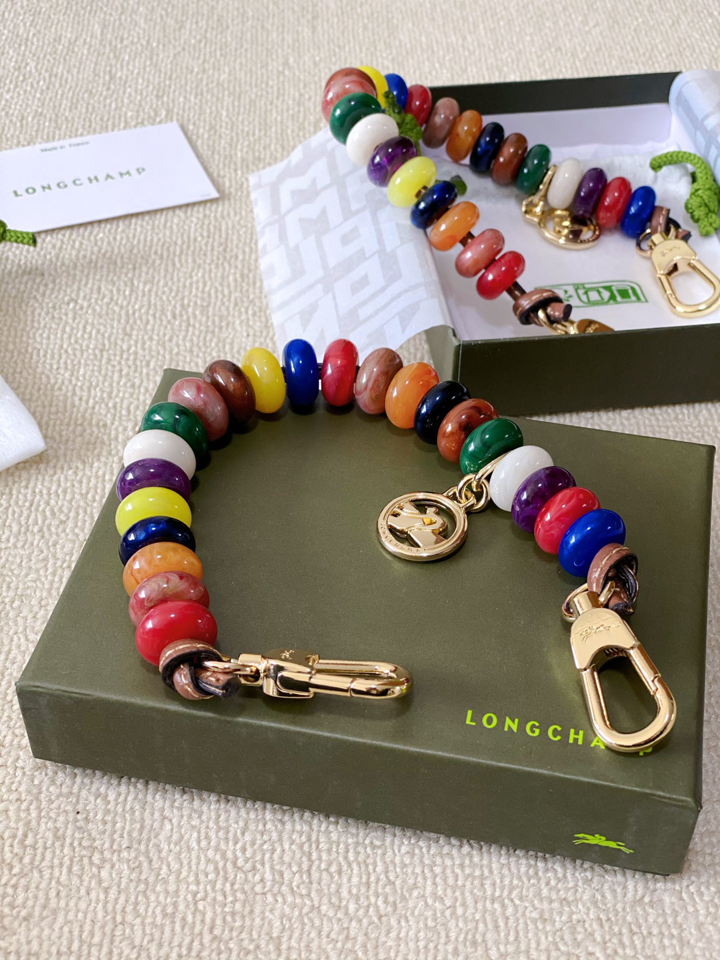 LONG-CHAMP Le Pliage Xtra Beaded Shoulder Strap/Extend Chain/Bag Charm ...