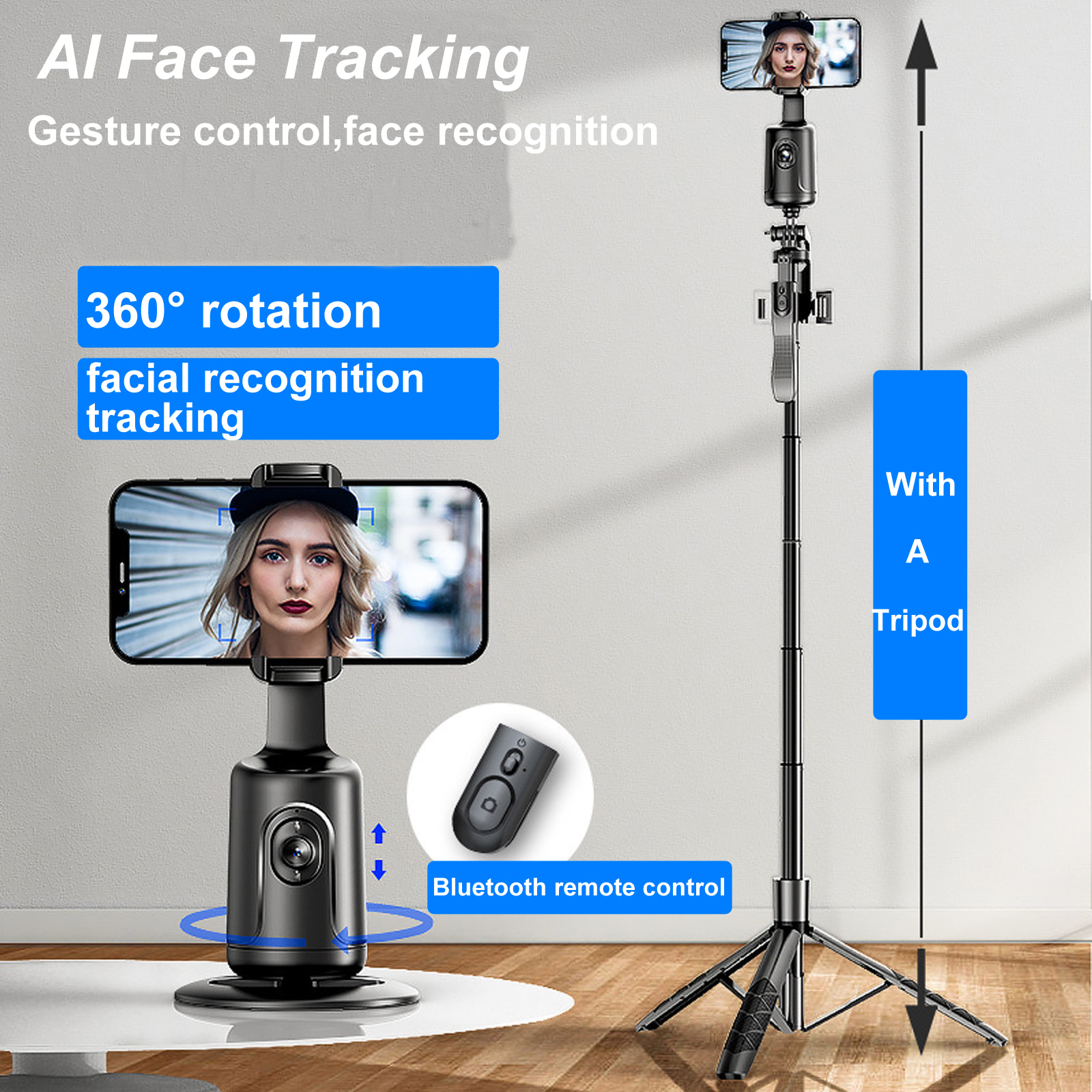 P01 AI Smart Gimbal 360° Auto Face Tracking rotation holder Phone Holder For smartphone video ...