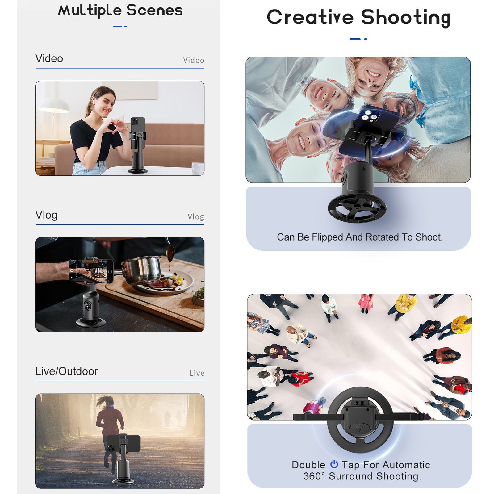 P01 AI Smart Gimbal 360° Auto Face Tracking rotation holder Phone Holder For smartphone video ...