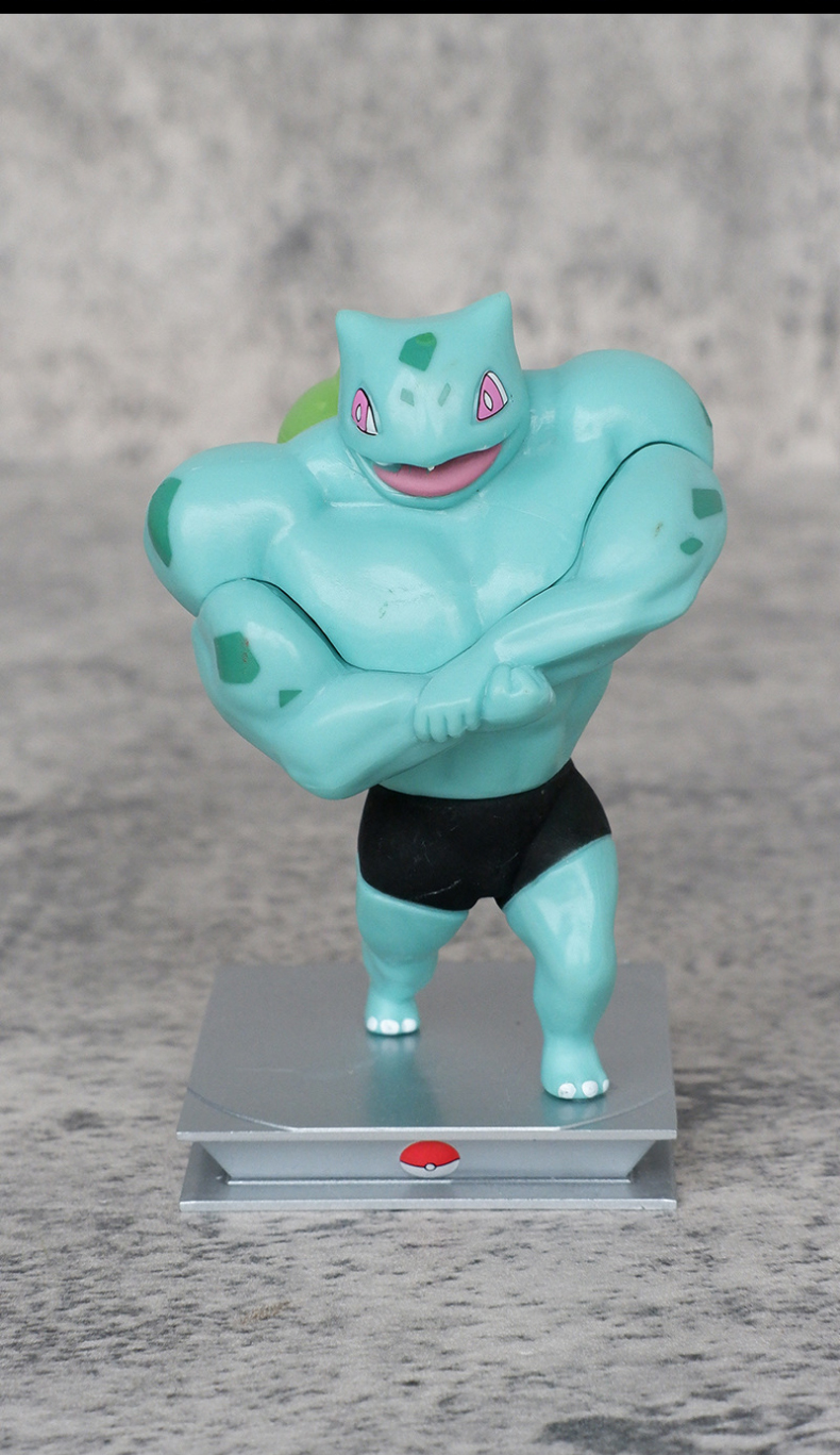 11cm Anime Pokemon Figure Muscular Man Pikachu Bulbasaur Charmander ...