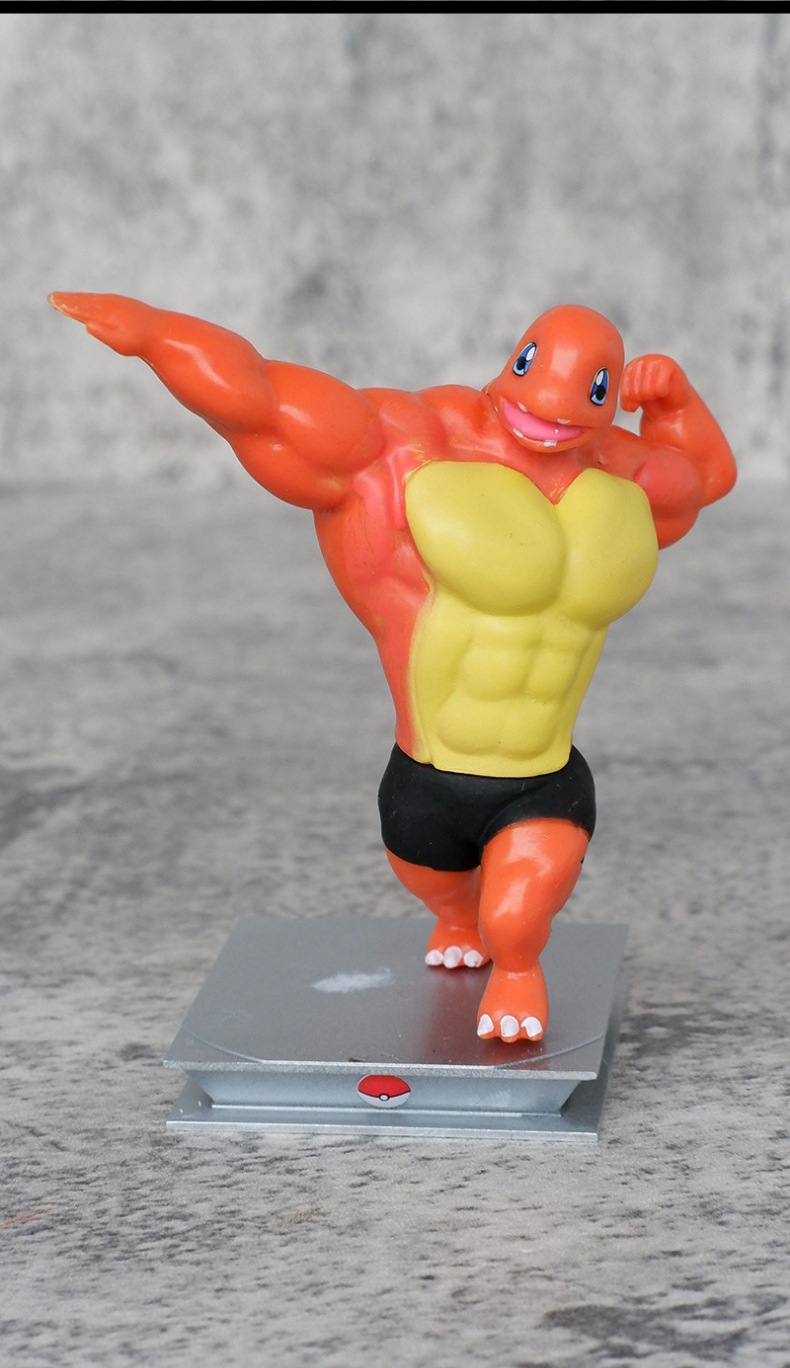 11cm Anime Pokemon Figure Muscular Man Pikachu Bulbasaur Charmander ...