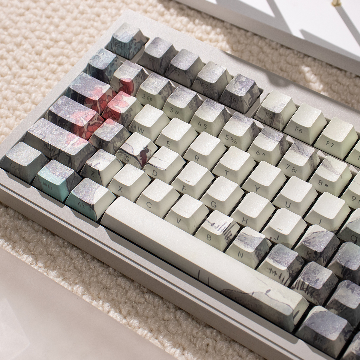 PBT Keycaps Ink Wash Painting 135Keys/Set Translucency Cherry Profile ...