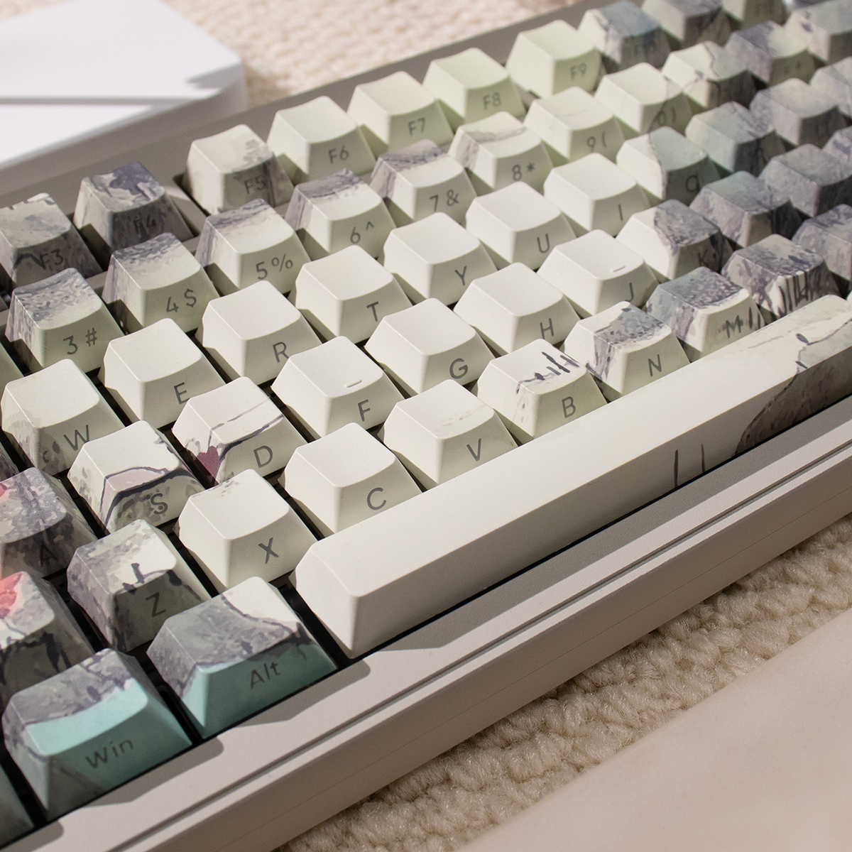 PBT Keycaps Ink Wash Painting 135Keys/Set Translucency Cherry Profile ...