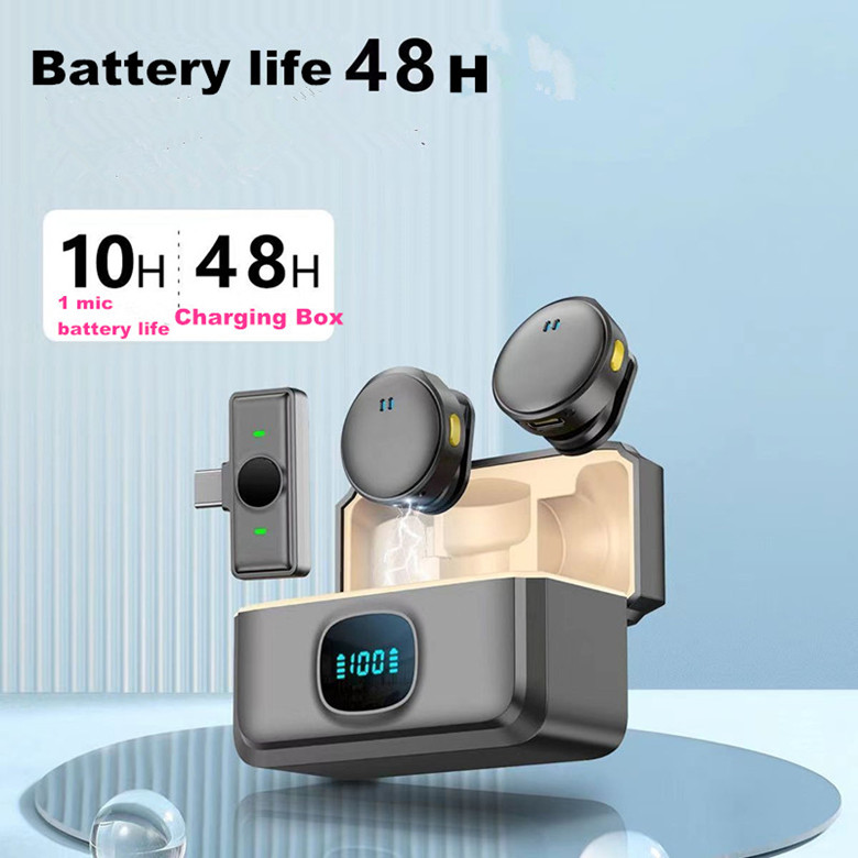 Wireless Lapel Microphone Magnetic Mic with Charging Box for Cellphone ...