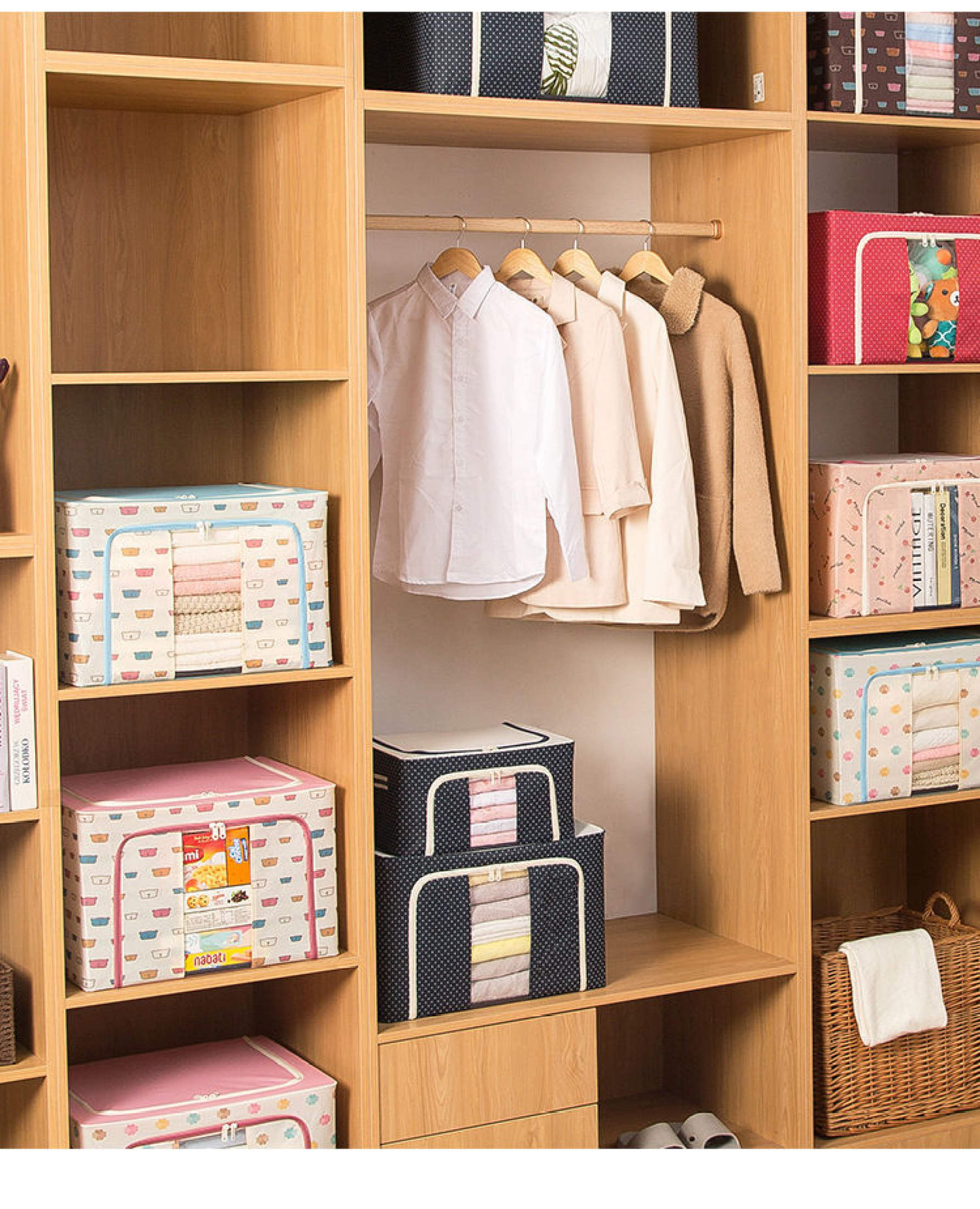 Large Capacity Steel Frame Clothes Storage Box Foldable Dustproof ...