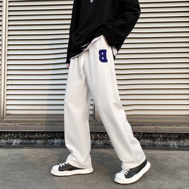 AYS slocks pants loose straight cut baggy pants Korean sweatpant wide ...