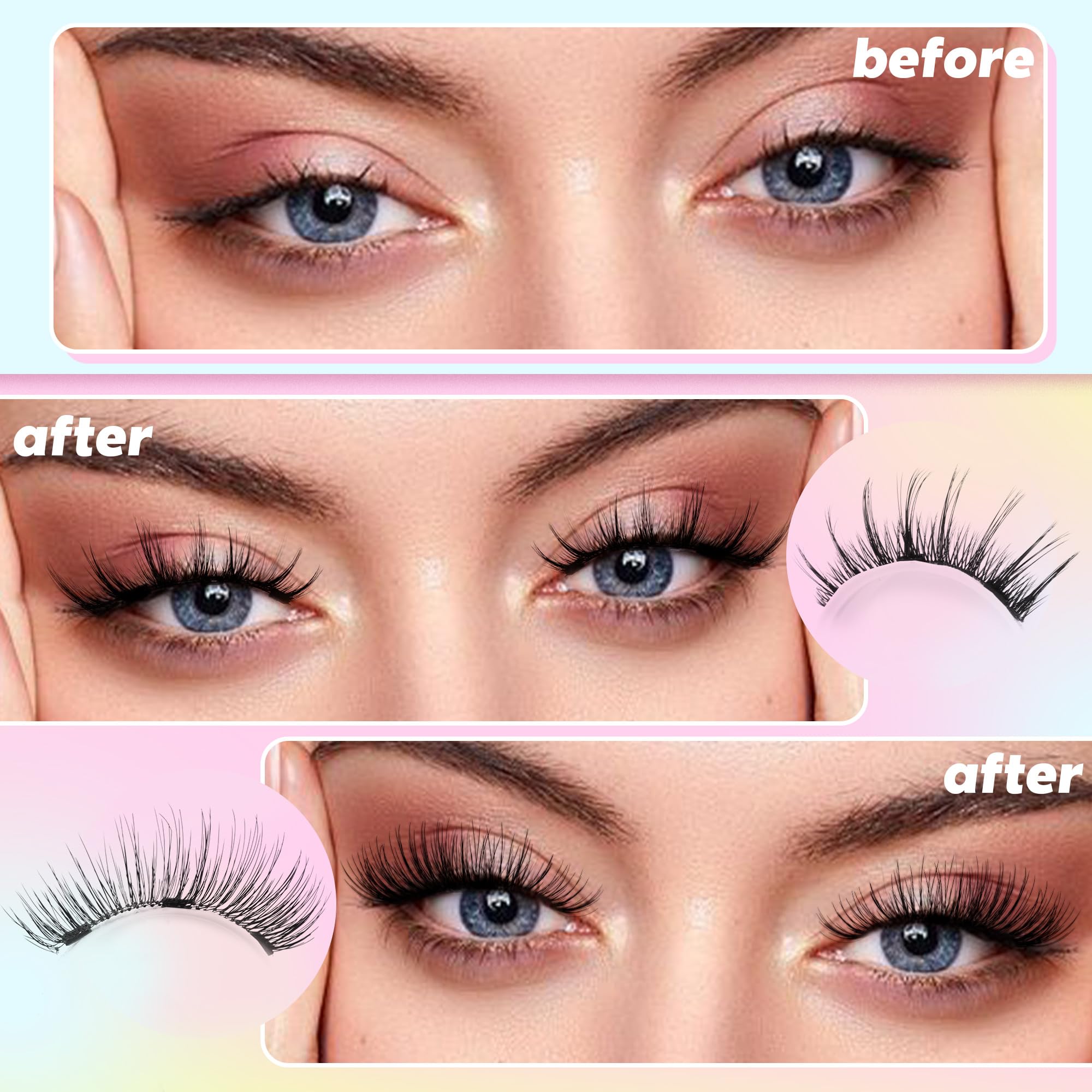 (Local warehouse shipment)3D magnetic eyelashes with clip, false ...