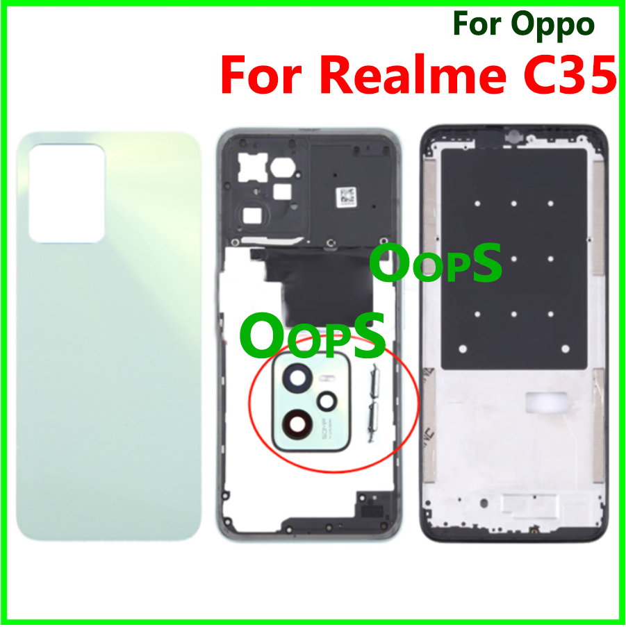 Battery Back Cover Housing For Realme C35 Phone LCD Front Middle Frame ...