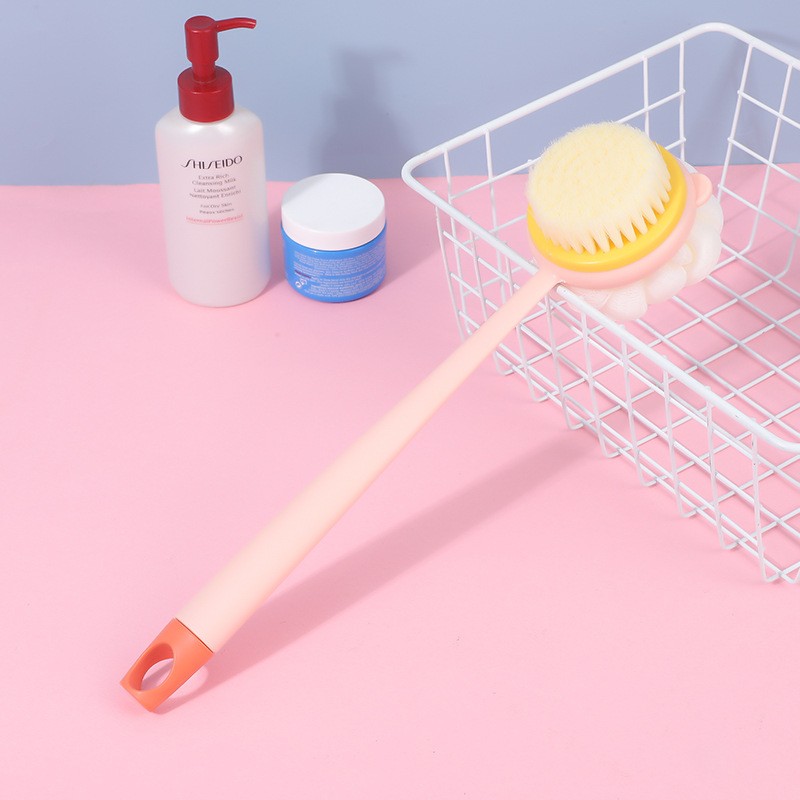 1Pc Pink Sponge Long Soft Hair Bath Brush Double Sided Tub Shower Brush ...