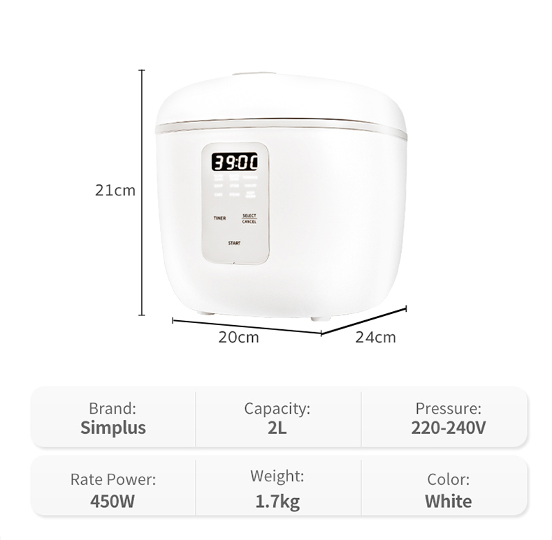 Simplus Rice Cooker Multifunctional Cooker 2L Capacity Non Stick With 9 ...