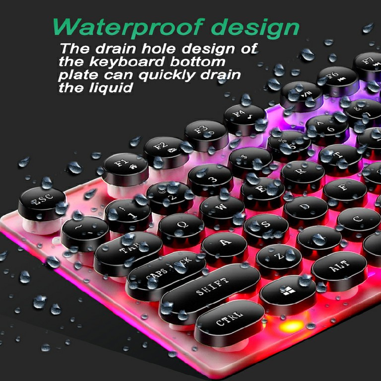 Zeus K-007 Punk Retro Backlit Gaming Keyboard USB Wired Suspended ...