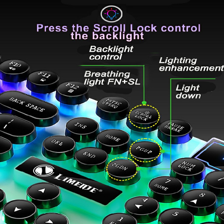 Zeus K-007 Punk Retro Backlit Gaming Keyboard USB Wired Suspended ...