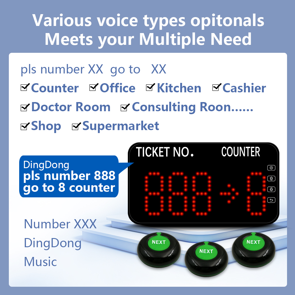 Wireless Number Call System Queue Calling for Restaurant Hospital Clinic Kitchen Call Pager Long ...