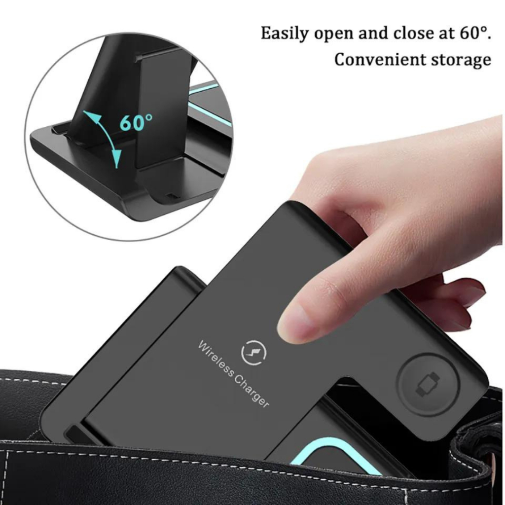 3-In-1 Foldable Wirel ess Charger Fast Charging Dock Station Phone ...