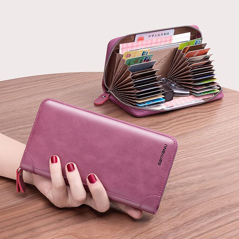 BANYANU Couple Purse Large Capacity Genuine Leather Credit Card Holder ...