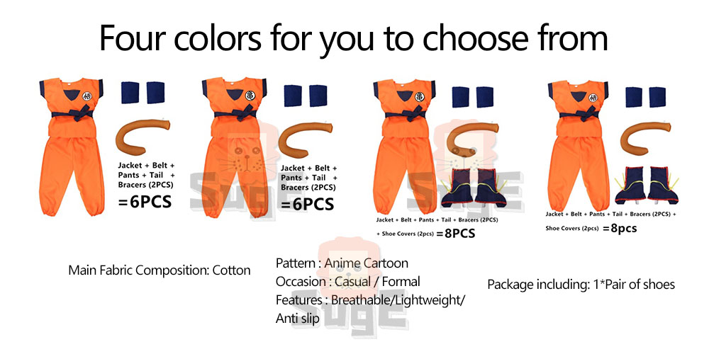 SUGE Anime Dragon Ball Z Costume For Kids Boy Son Goku Cosplay ...